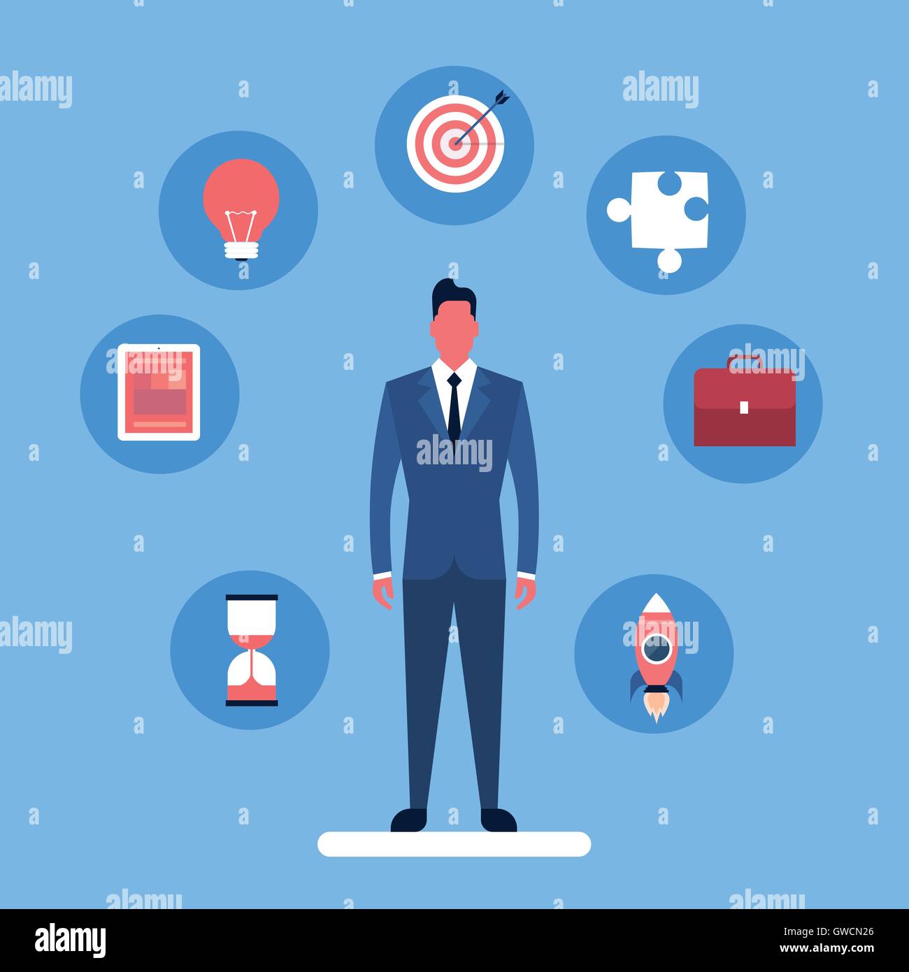 Business Man Icon Collection Strategy Concept Set Stock Vector Image ...