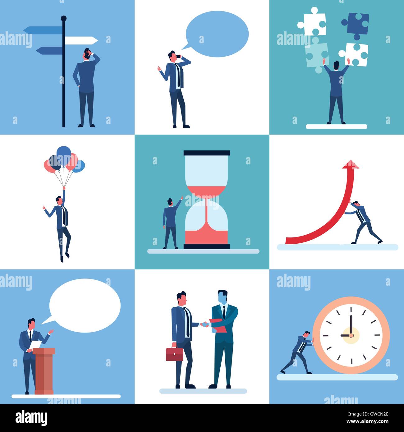 Business Man Worker Icon Collection Businessman Day Concept Set Stock ...