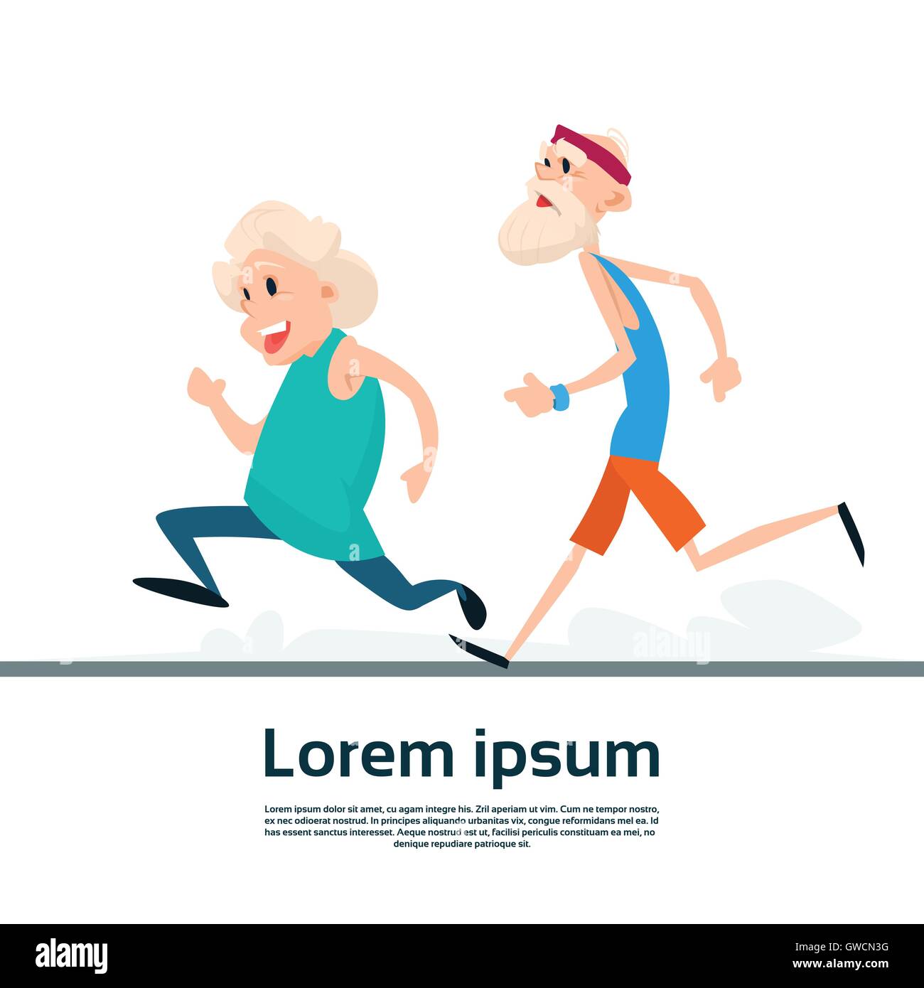 Senior Couple Running Old Man Woman Joggers Sport Fitness Exercise ...