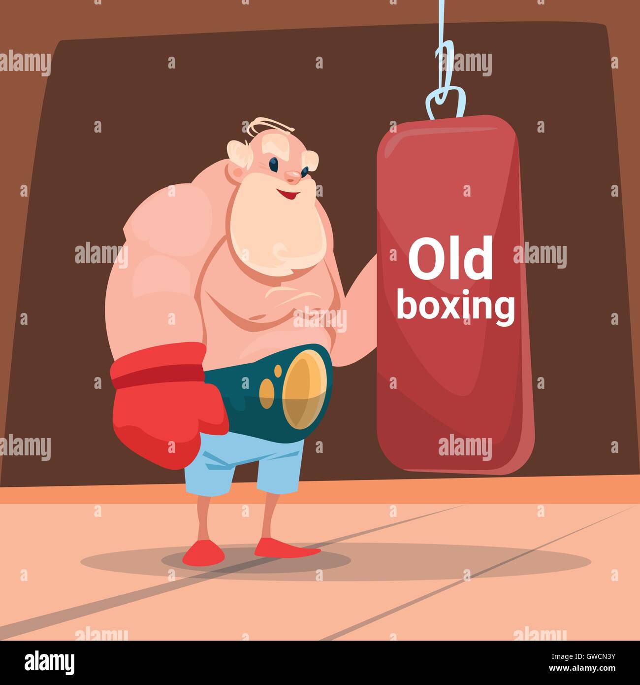 Senior Man Boxer Sport Box Gym Exercise Workout Stock Vector Image ...