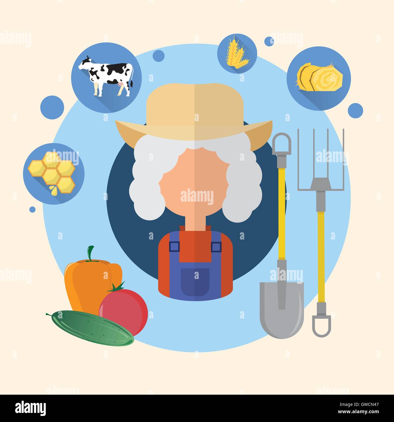 Old lady farmer Stock Vector Images - Alamy