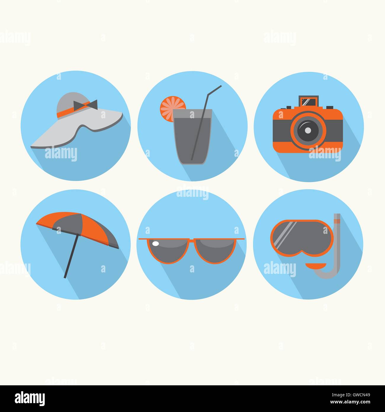 Summer Vacation Collection Holiday Tourism Icon Set Stock Vector Image ...