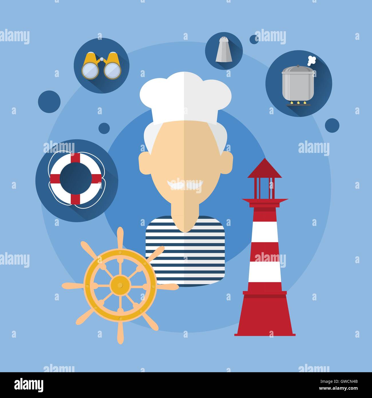 Sailor Man Cook Ship Crew Icon Stock Vector Image & Art - Alamy
