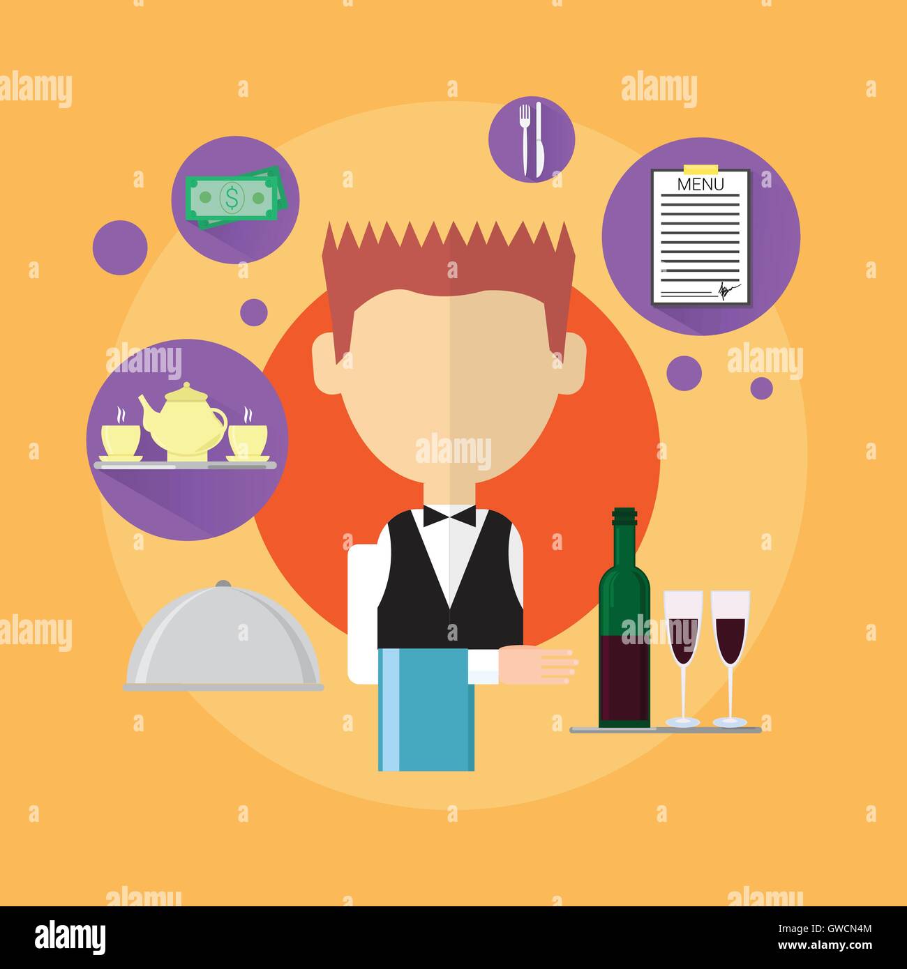 Man cafeteria waiter serve service Stock Vector Images - Alamy