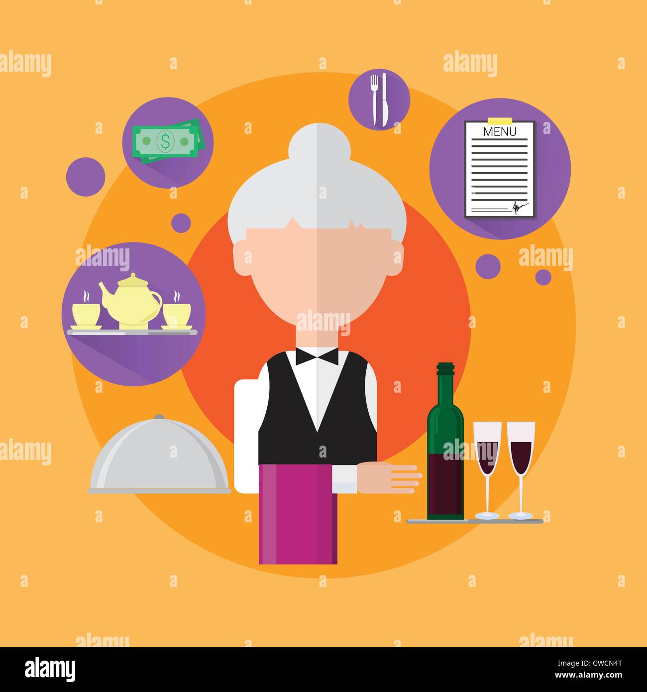 Waitress Senior Woman Catering Worker Icon Stock Vector Image & Art - Alamy