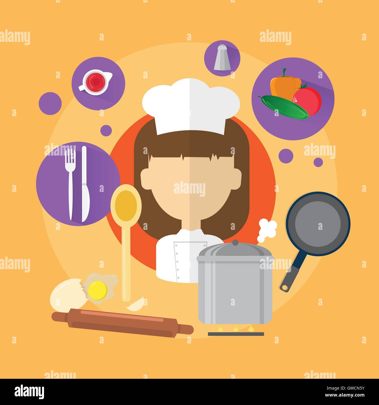 Lady chef logo hi-res stock photography and images - Alamy