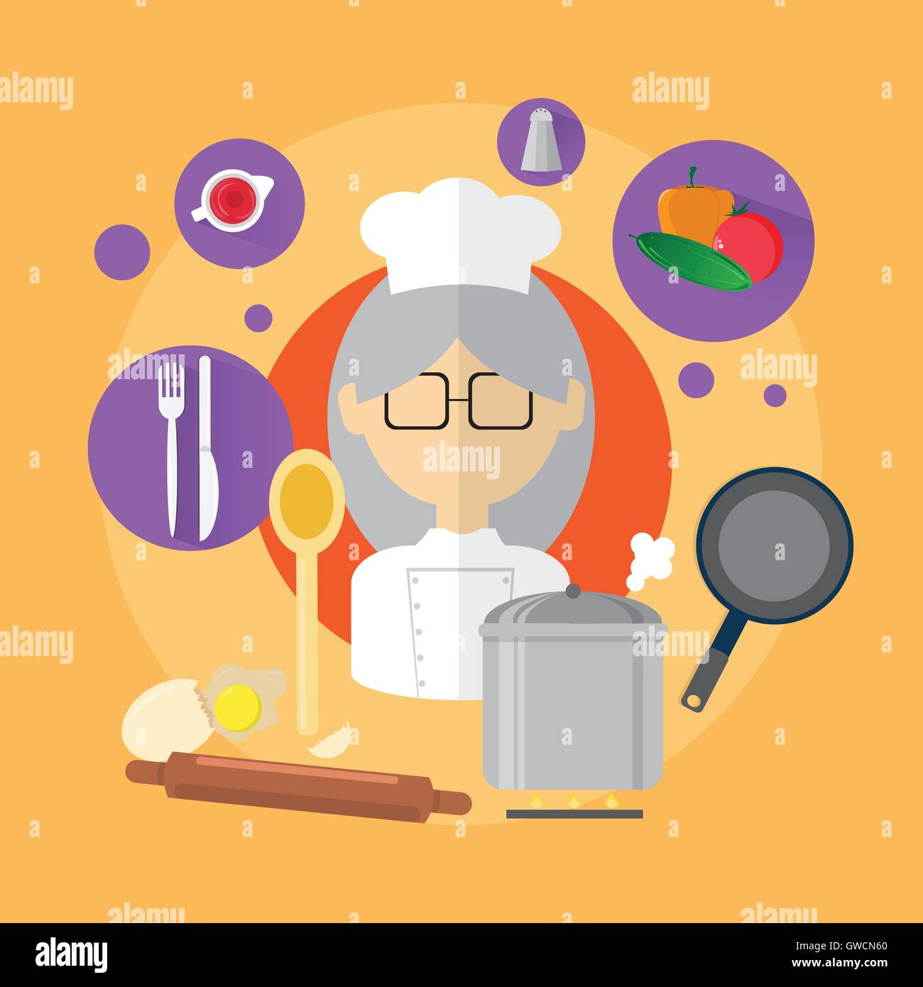 Lady chef logo hi-res stock photography and images - Alamy