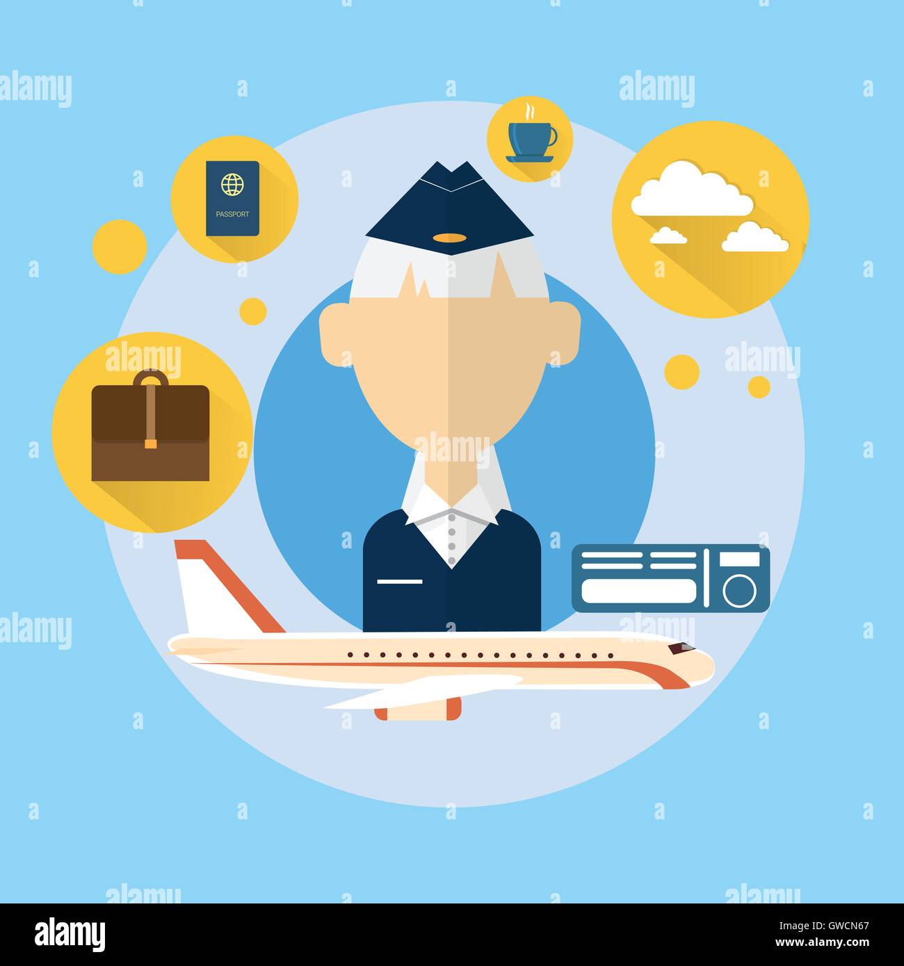 Senior Stewardess Airport Crew Icon Stock Vector Image & Art - Alamy