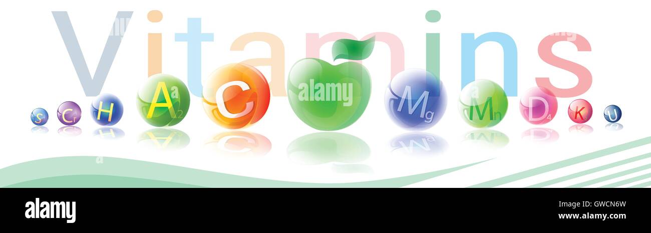 Vitamins Nutrient Minerals Colorful Banner Healthy Life Nutrition ...