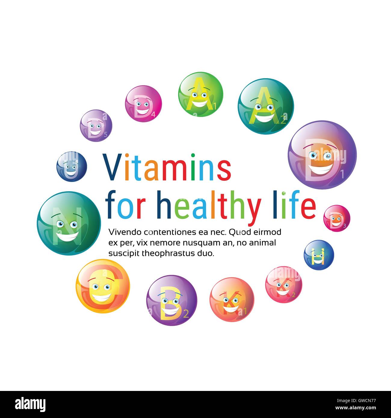 Vitamins Nutrient Minerals Colorful Banner Healthy Life Nutrition ...