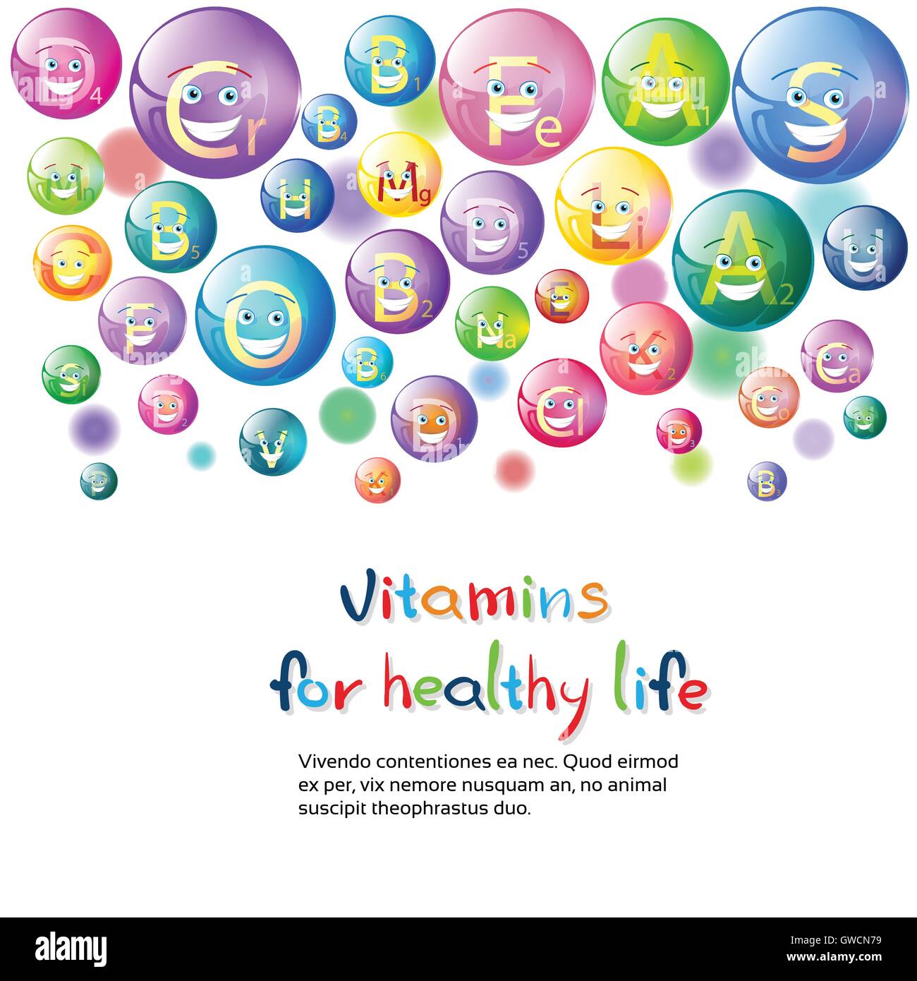 Vitamins Nutrient Minerals Colorful Banner Healthy Life Nutrition ...