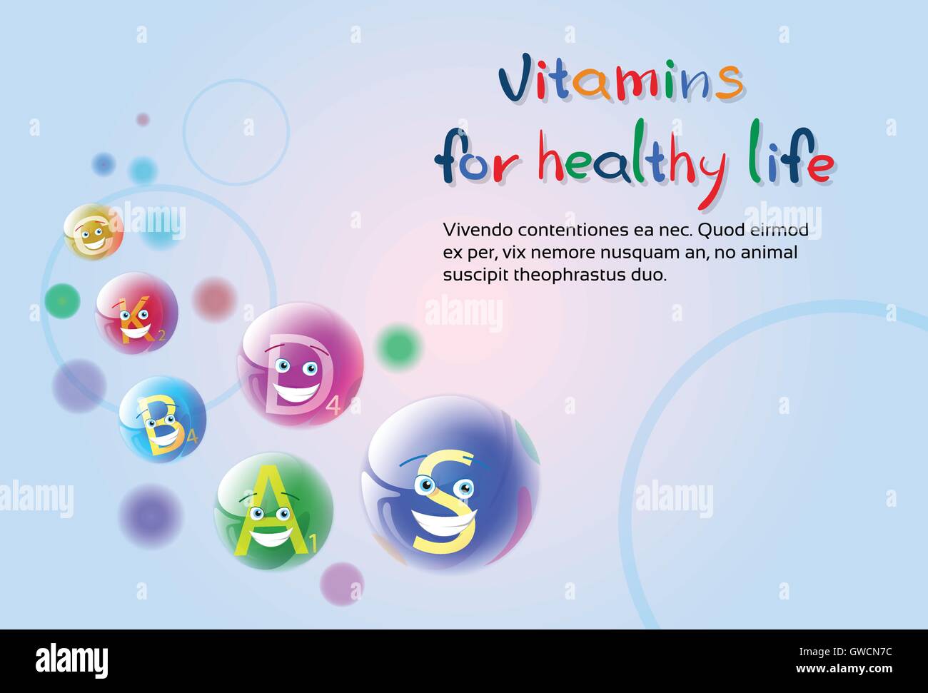 Vitamins Nutrient Minerals Colorful Banner Healthy Life Nutrition ...
