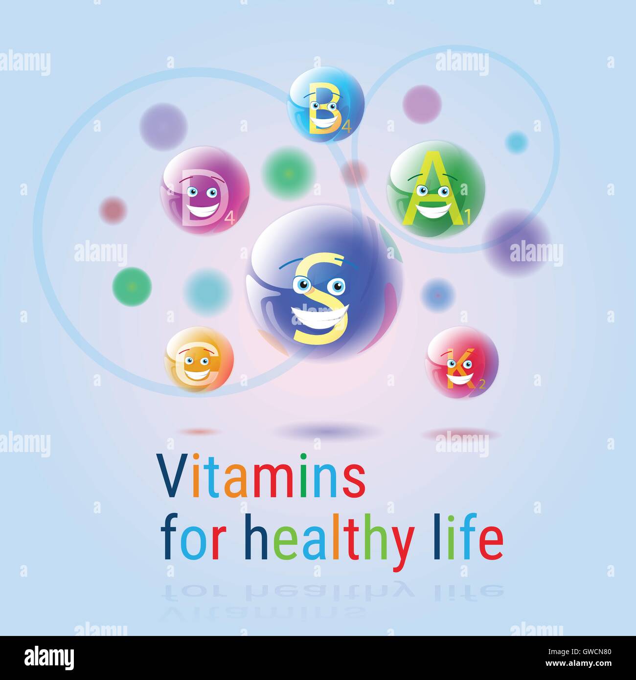Vitamins Nutrient Minerals Colorful Banner Healthy Life Nutrition ...