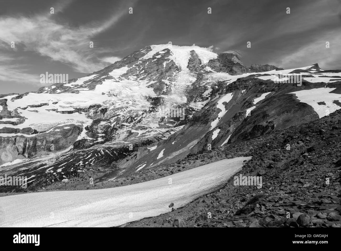 Mountain rainier Black and White Stock Photos & Images - Alamy