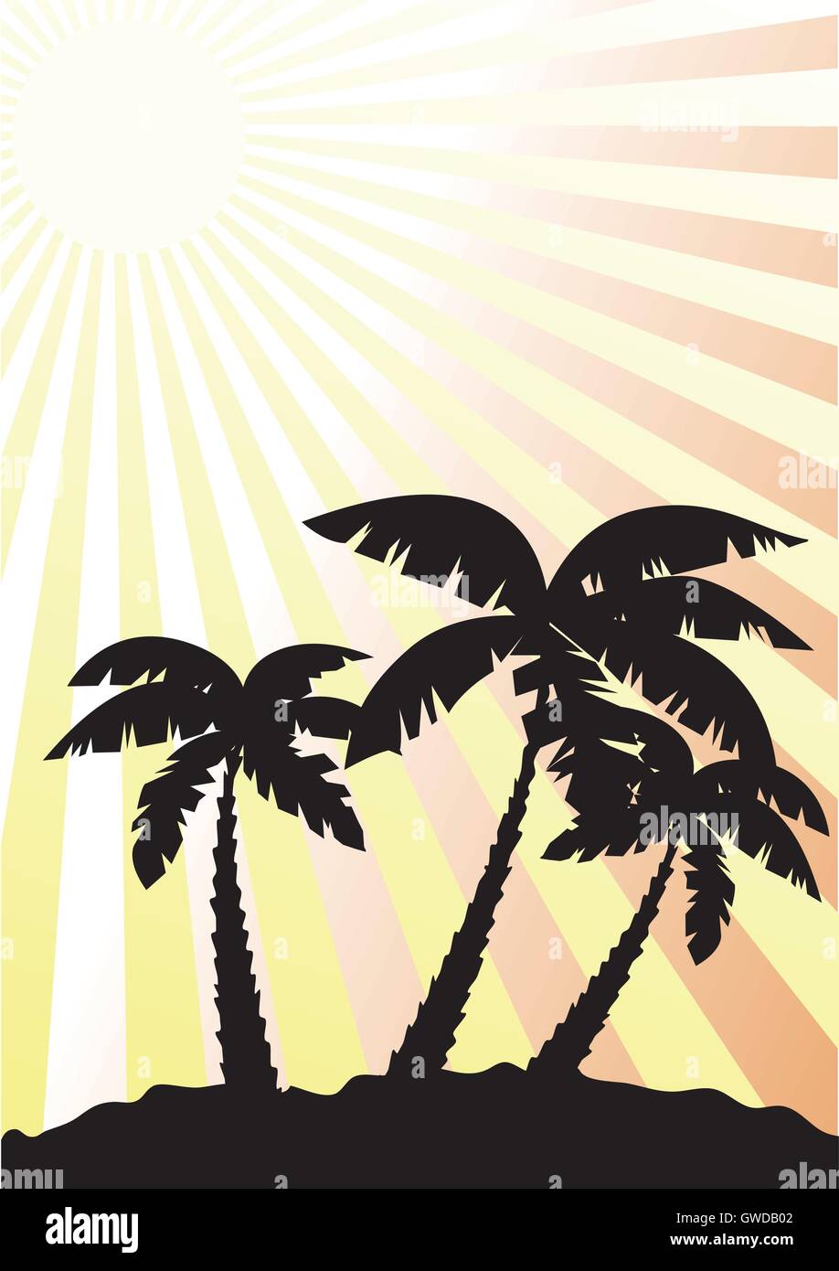 vector illustration of palm trees with sunburst background Stock Vector ...