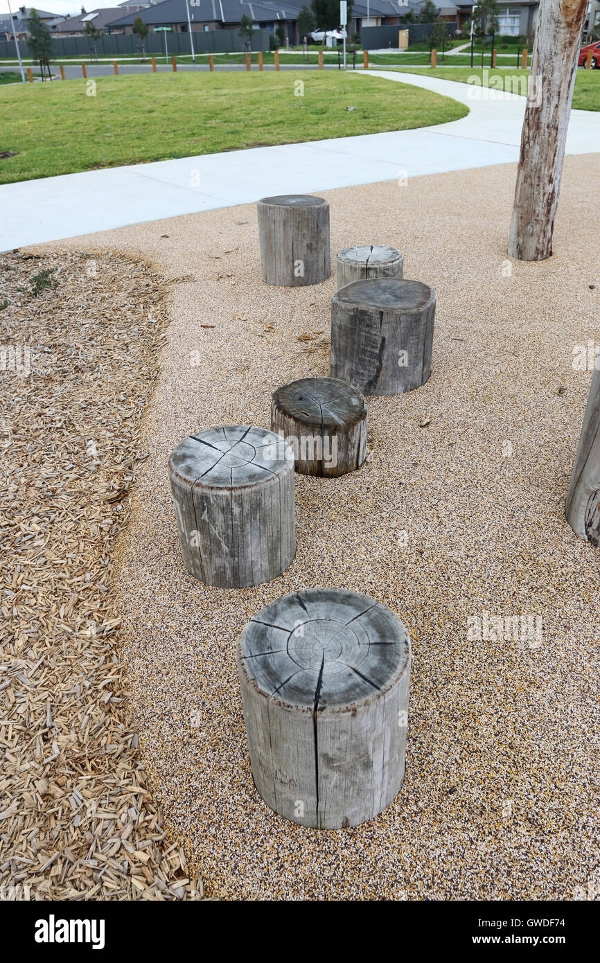 Log seats for outdoor garden Stock Photo - Alamy