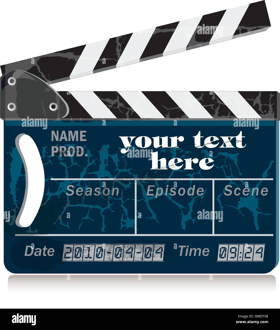 Movie clapper text time hi-res stock photography and images - Alamy