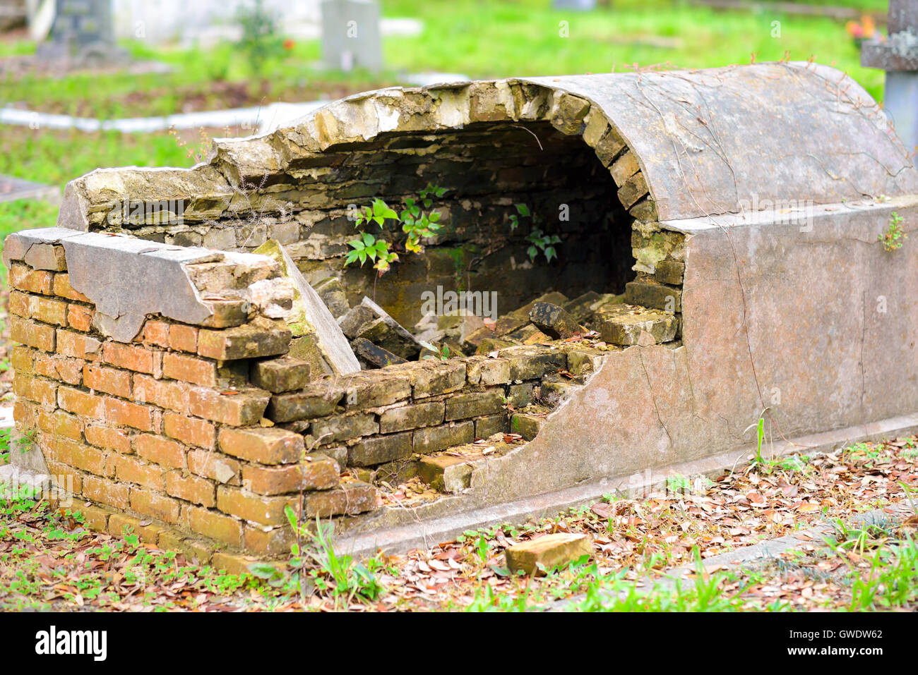 This vault located at the historic Cedar Rest Cemetery in Bay St. Louis ...