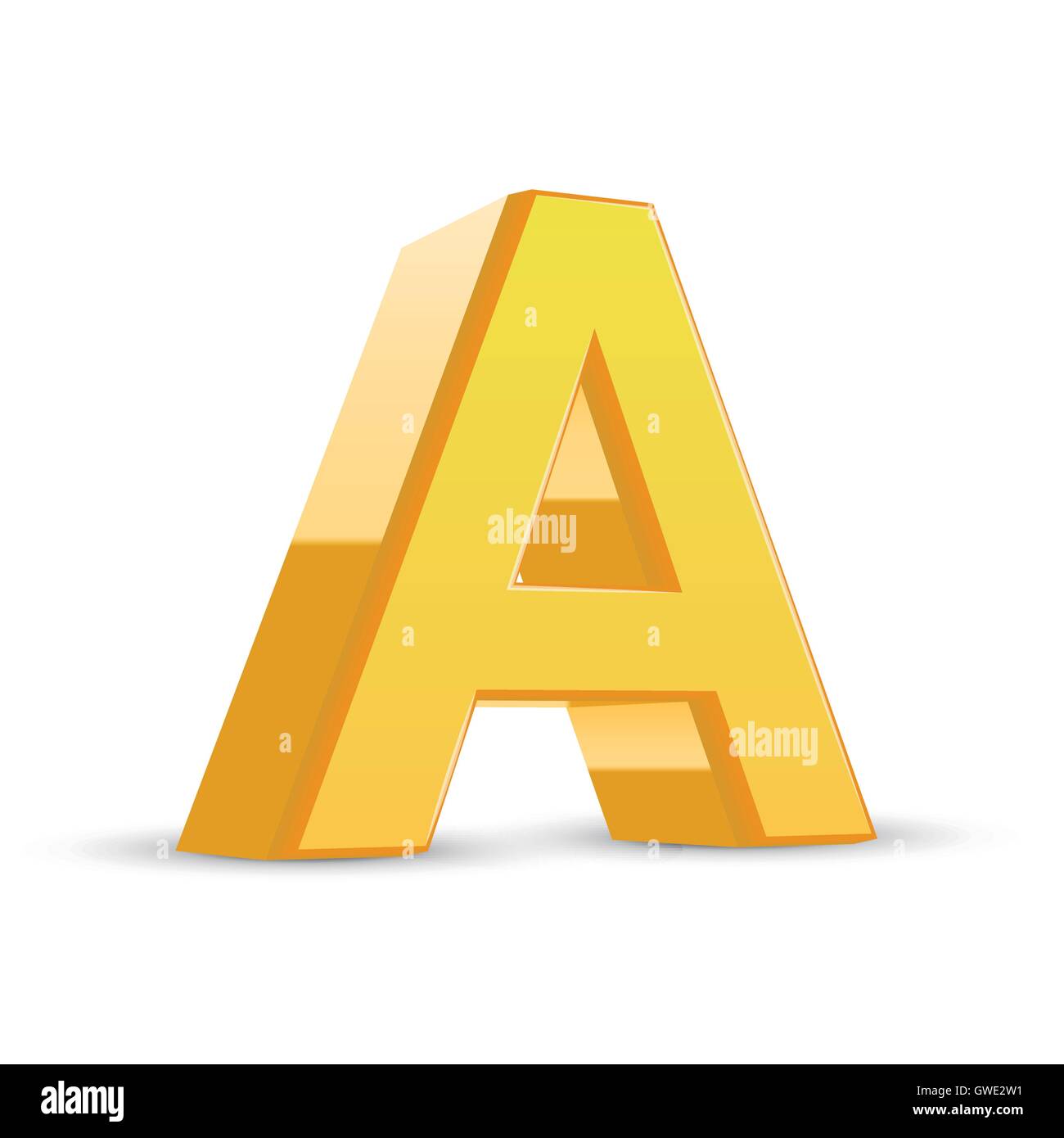3D image yellow letter A isolated on white background Stock Vector ...