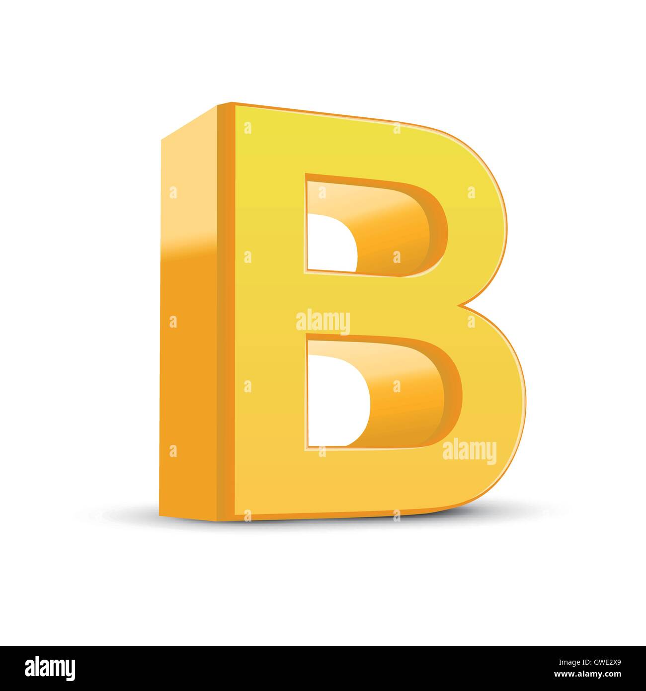 3D image yellow letter B isolated on white background Stock Vector ...
