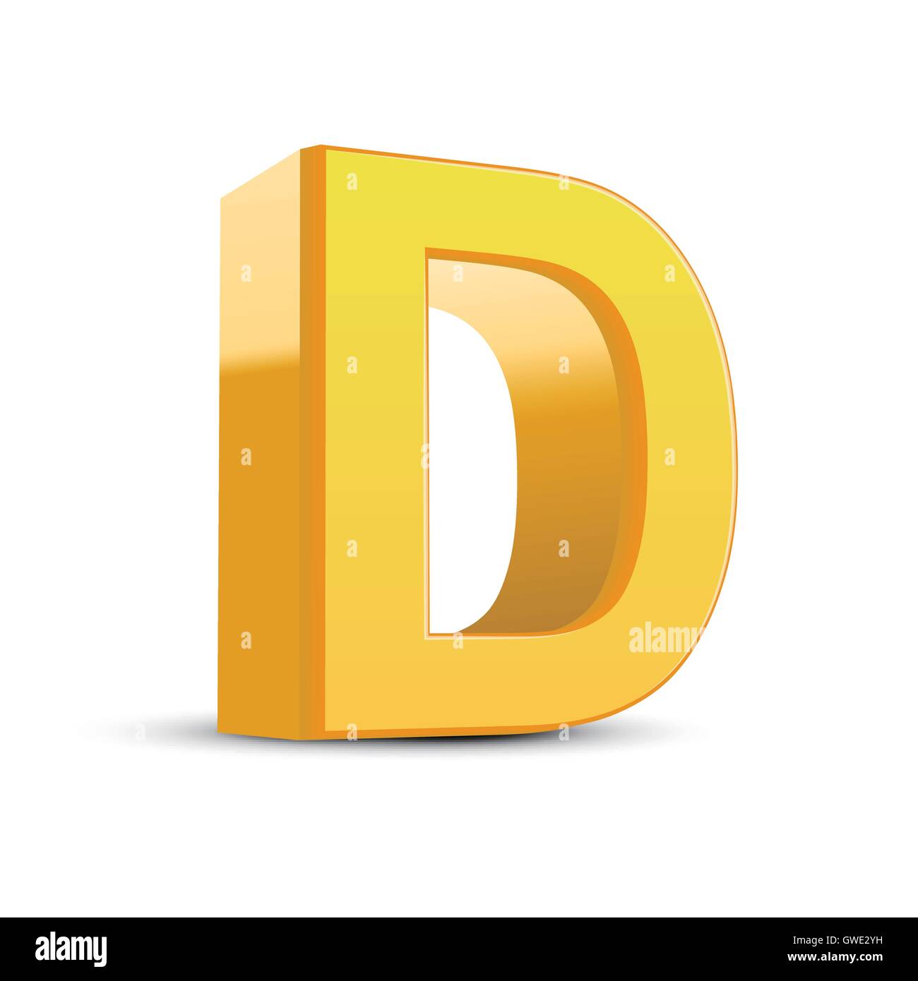 3D image yellow letter D isolated on white background Stock Vector ...