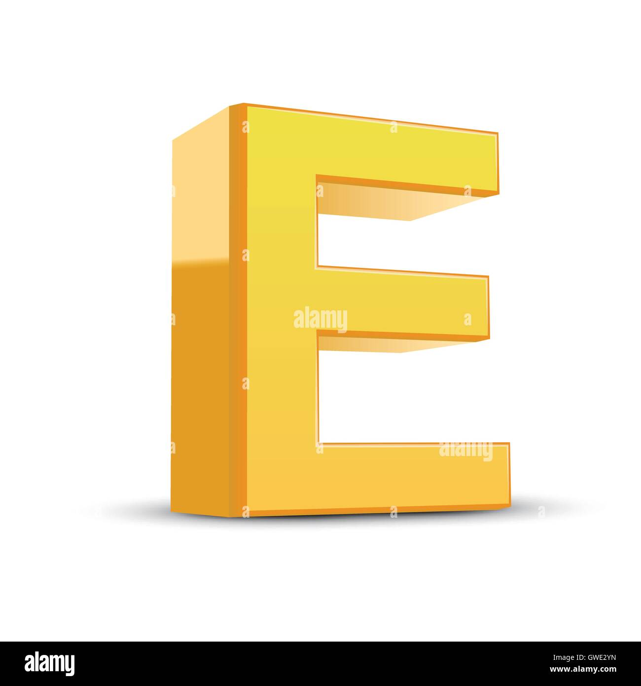 3D image yellow letter E isolated on white background Stock Vector ...