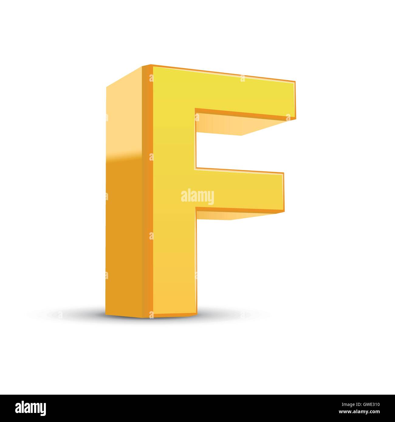 3D image yellow letter F isolated on white background Stock Vector ...