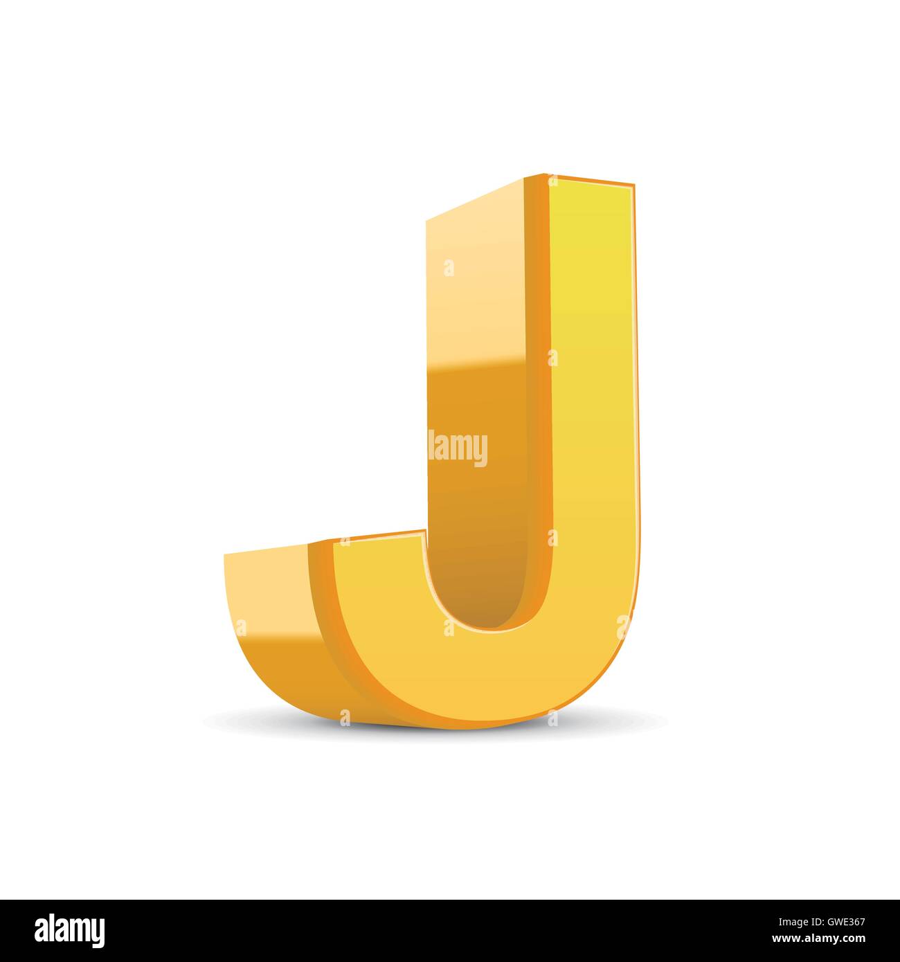 3D image yellow letter J isolated on white background Stock Vector ...