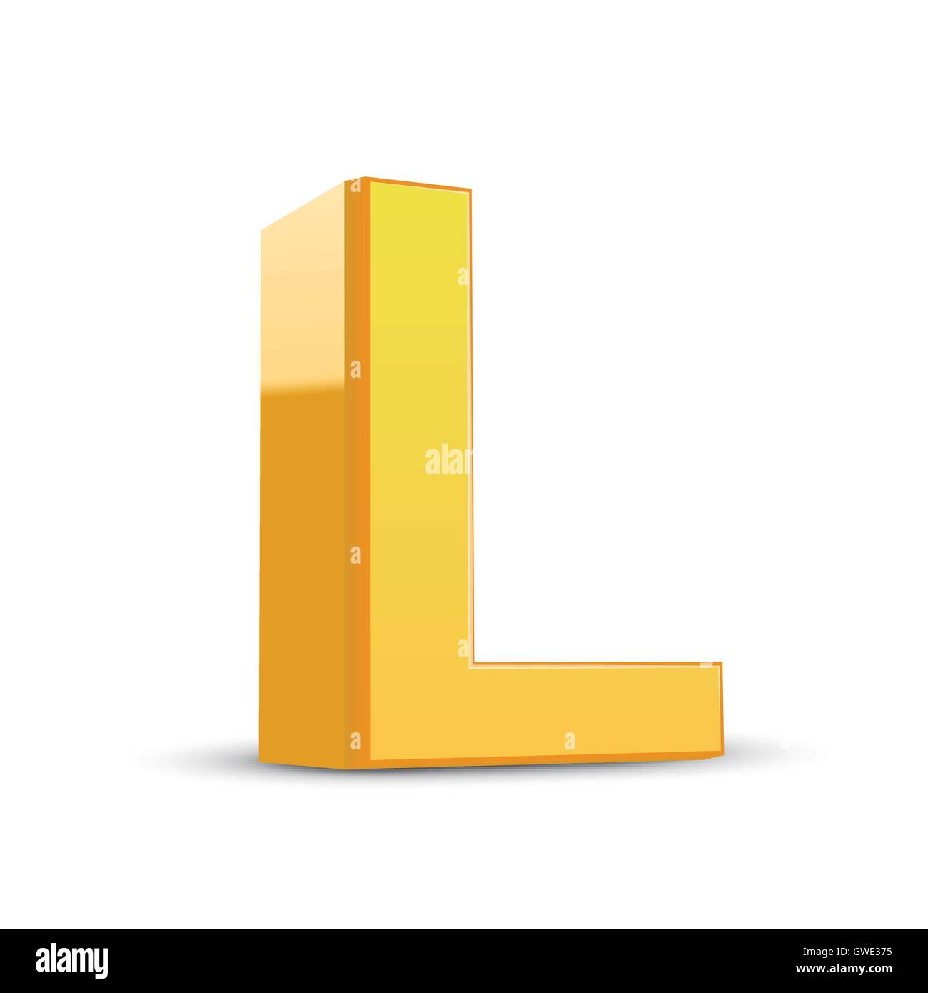 3D image yellow letter L isolated on white background Stock Vector ...