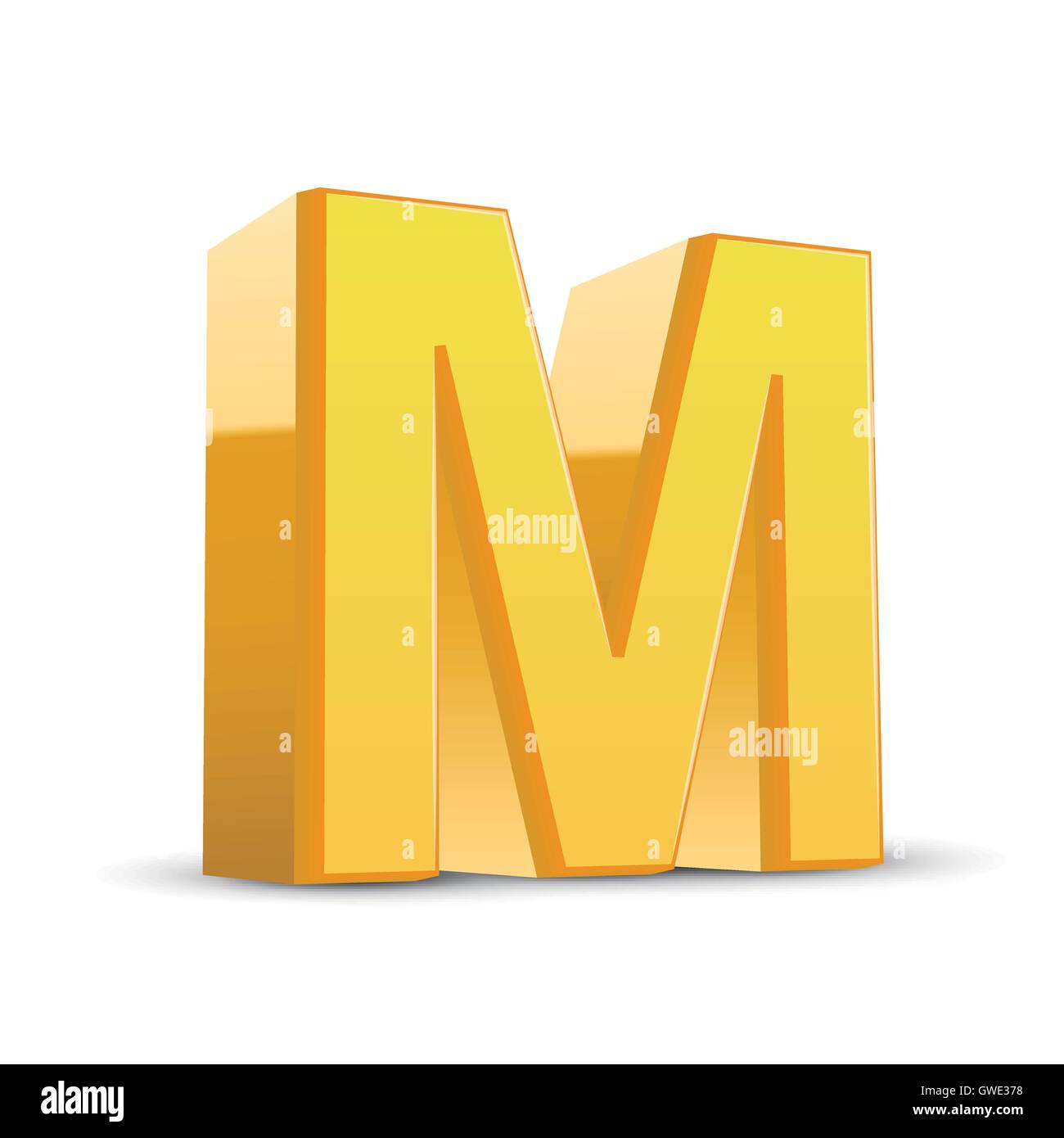 3D image yellow letter M isolated on white background Stock Vector ...
