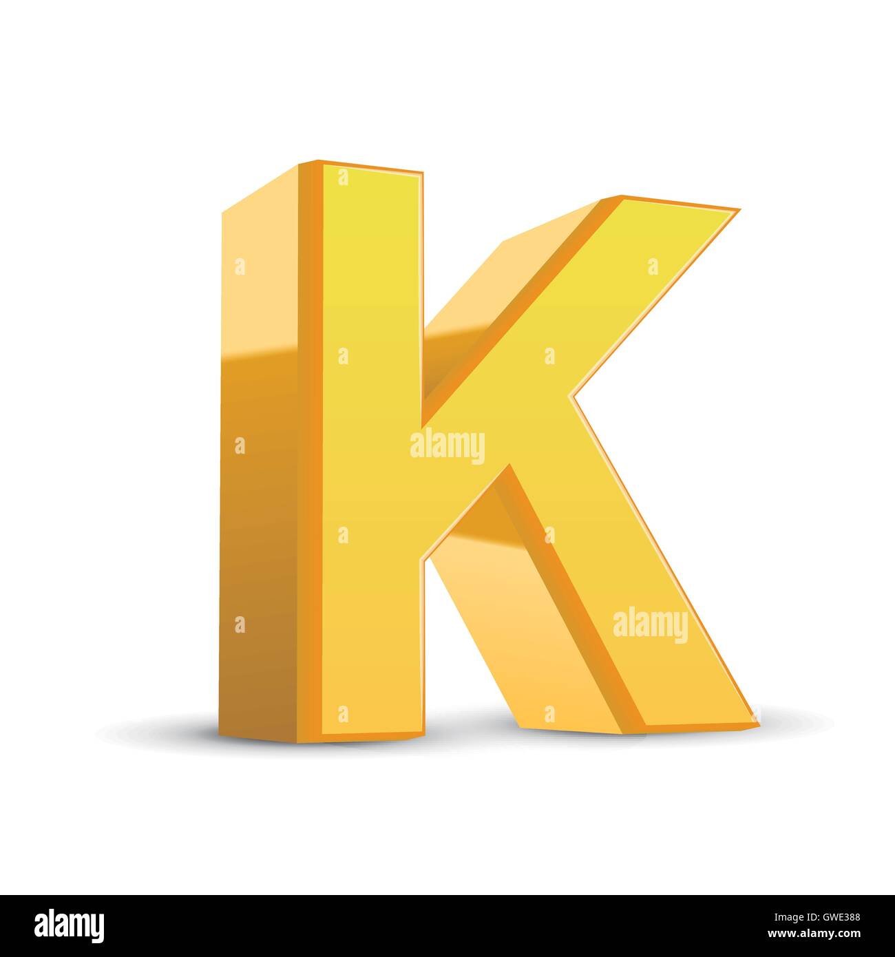 3D image yellow letter K isolated on white background Stock Vector ...