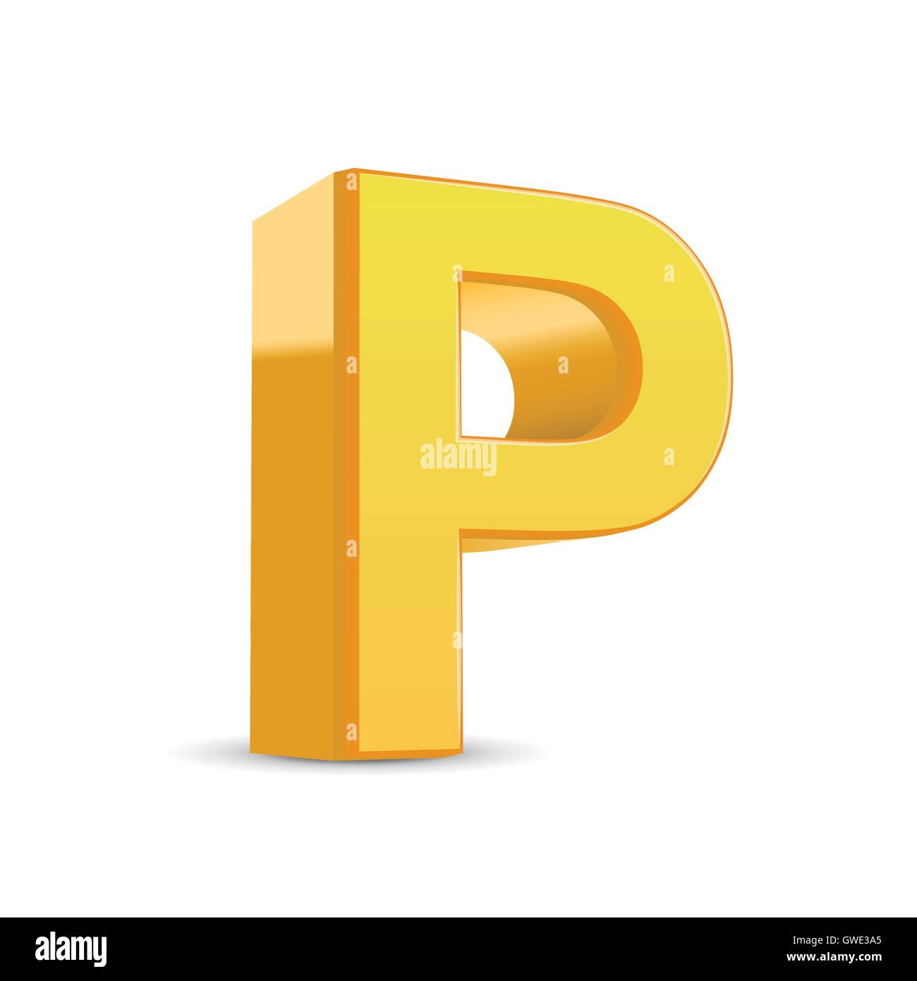 3D image yellow letter P isolated on white background Stock Vector ...