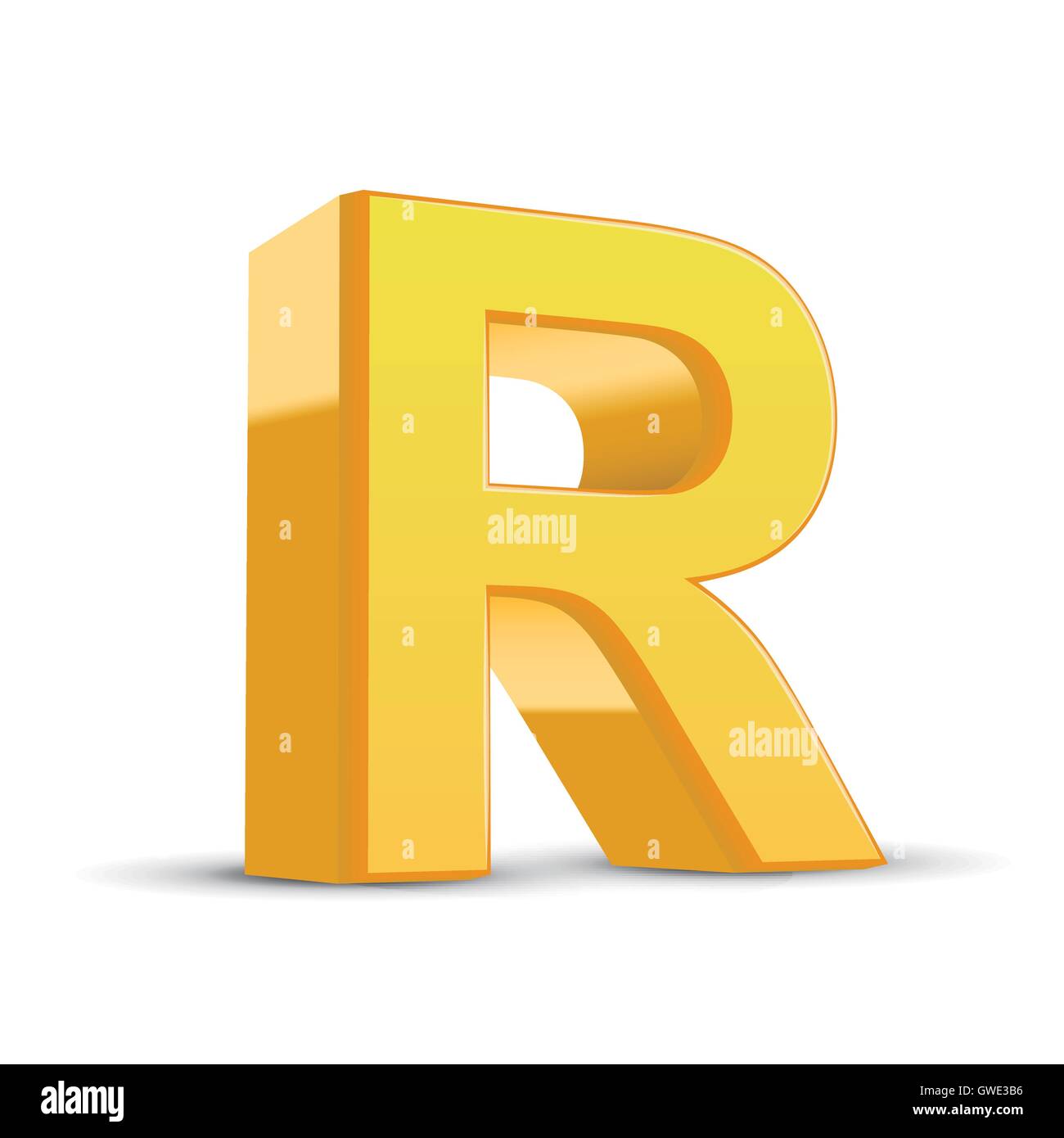 3D image yellow letter R isolated on white background Stock Vector ...