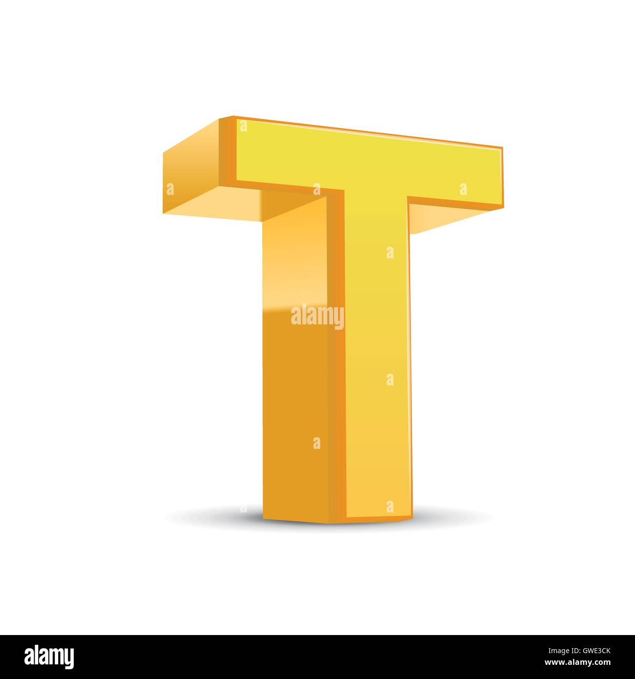 3D image yellow letter T isolated on white background Stock Vector ...