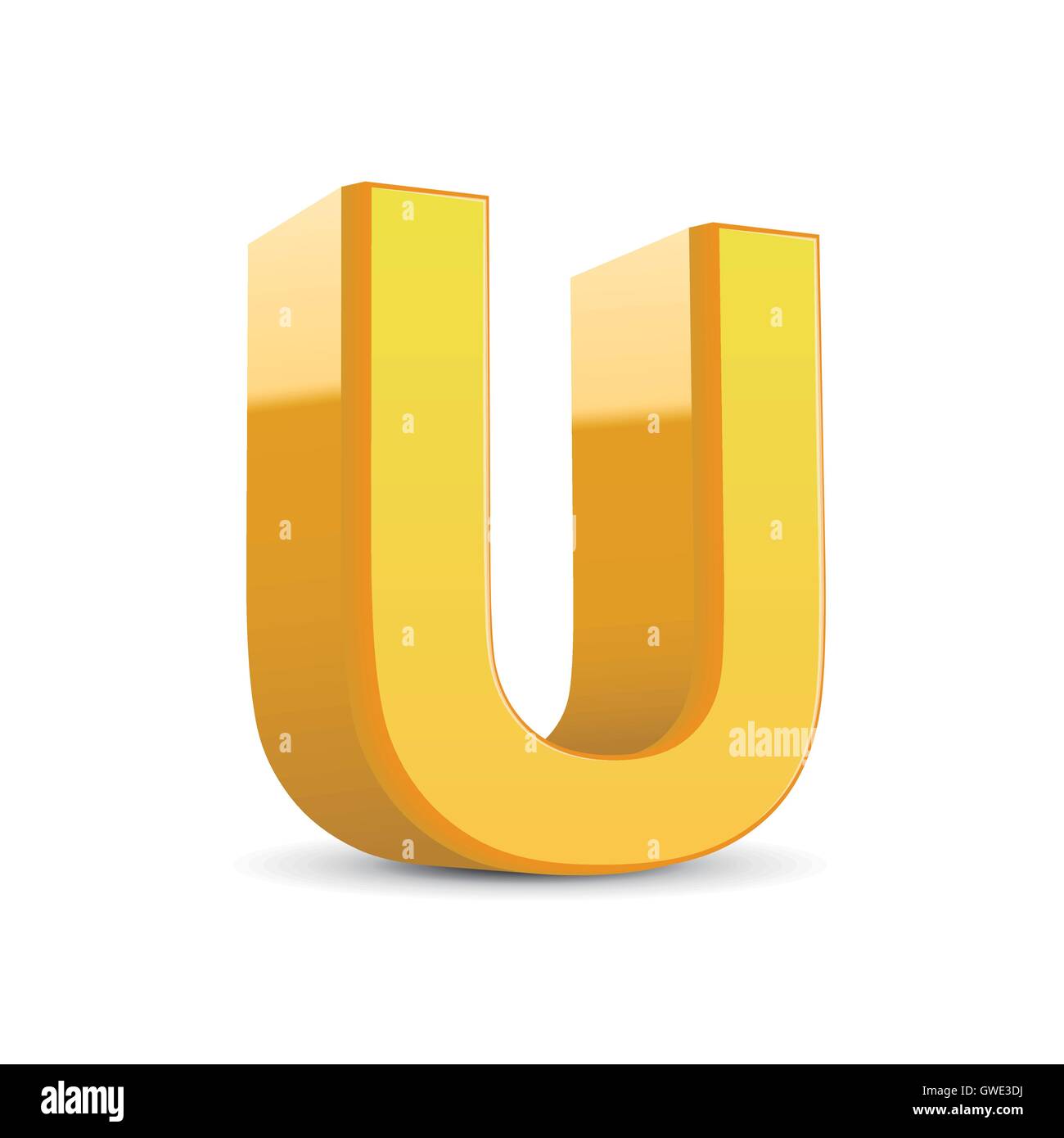 3D image yellow letter U isolated on white background Stock Vector ...