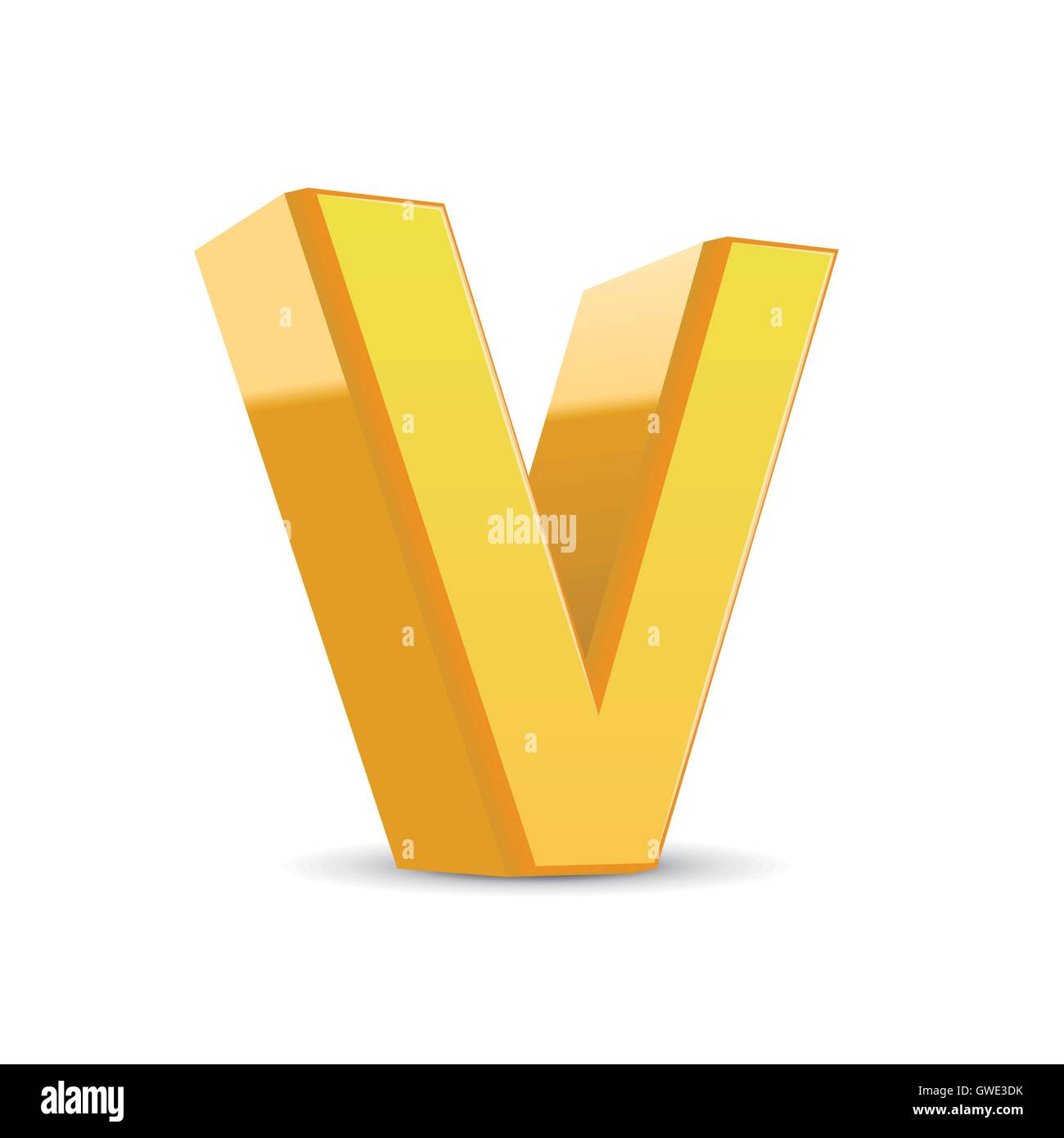 3D image yellow letter V isolated on white background Stock Vector ...