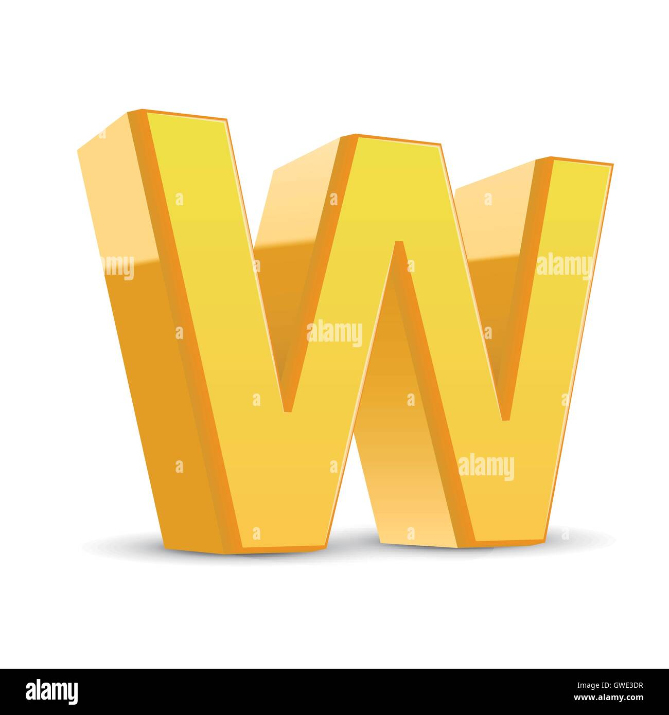 3D image yellow letter W isolated on white background Stock Vector ...
