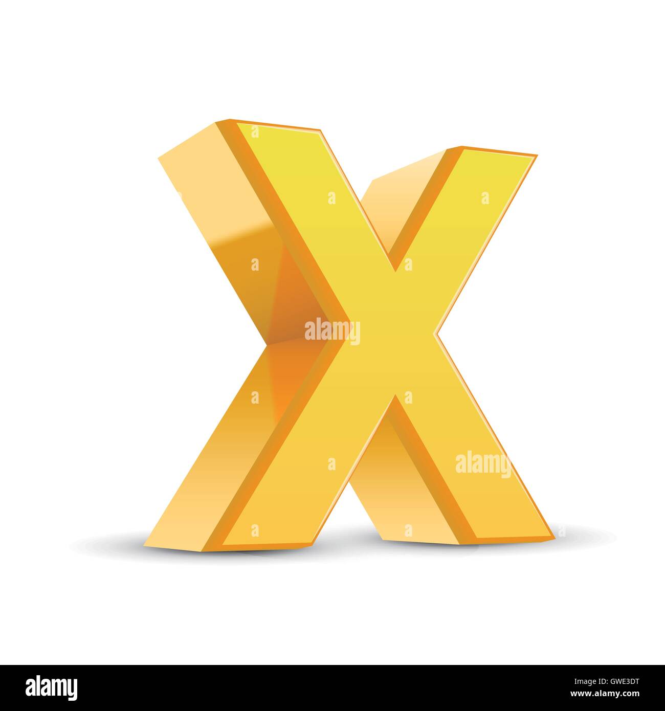 3D image yellow letter X isolated on white background Stock Vector ...