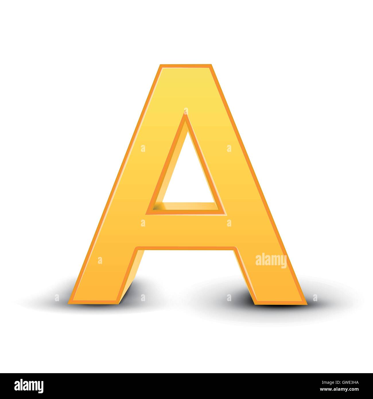 3D image yellow letter A isolated on white background Stock Vector ...