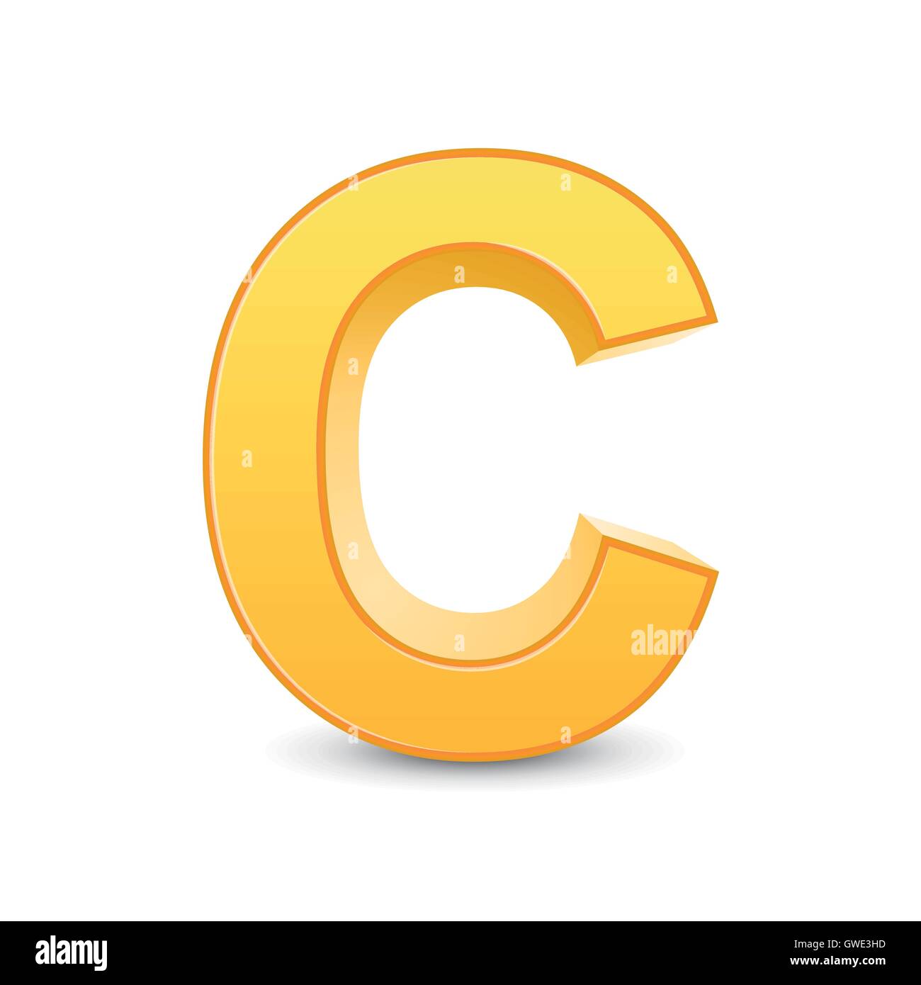 3D image yellow letter C isolated on white background Stock Vector ...