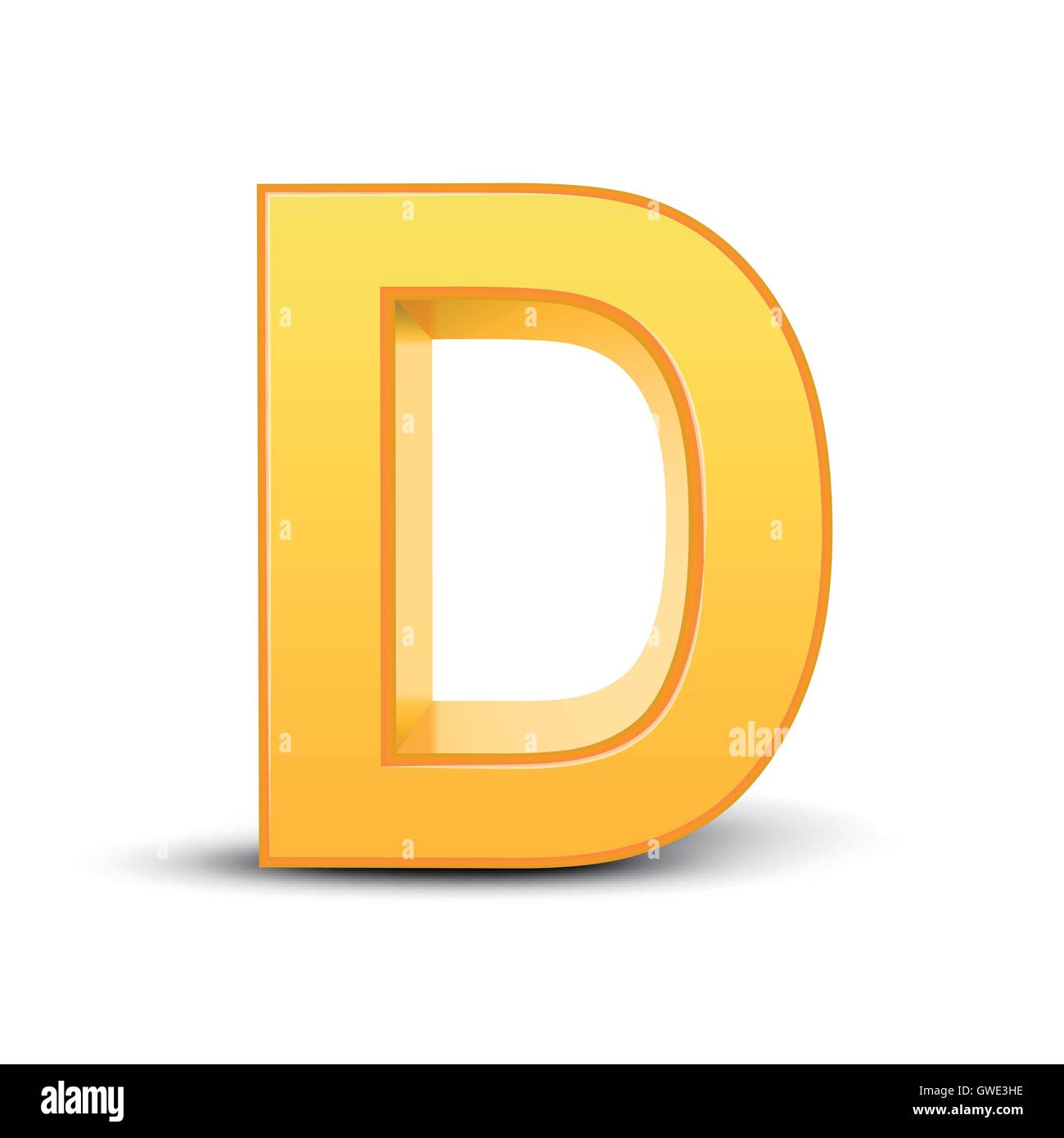 3D image yellow letter D isolated on white background Stock Vector ...