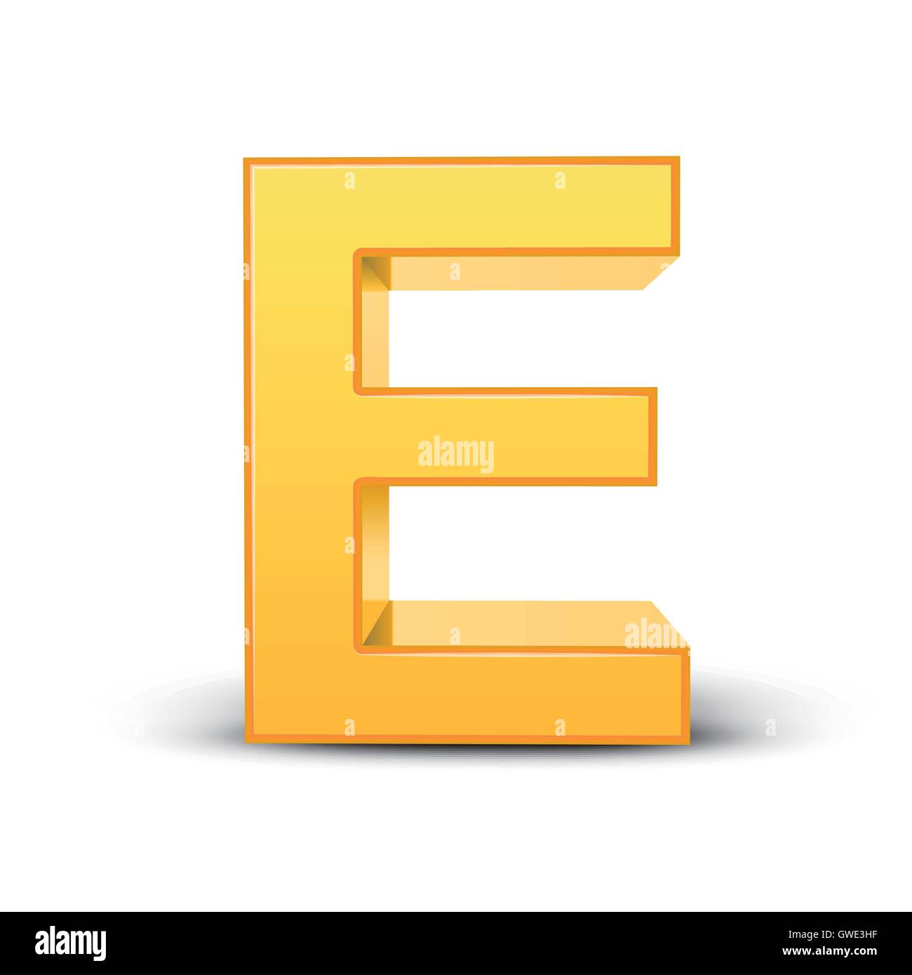 3D image yellow letter E isolated on white background Stock Vector ...