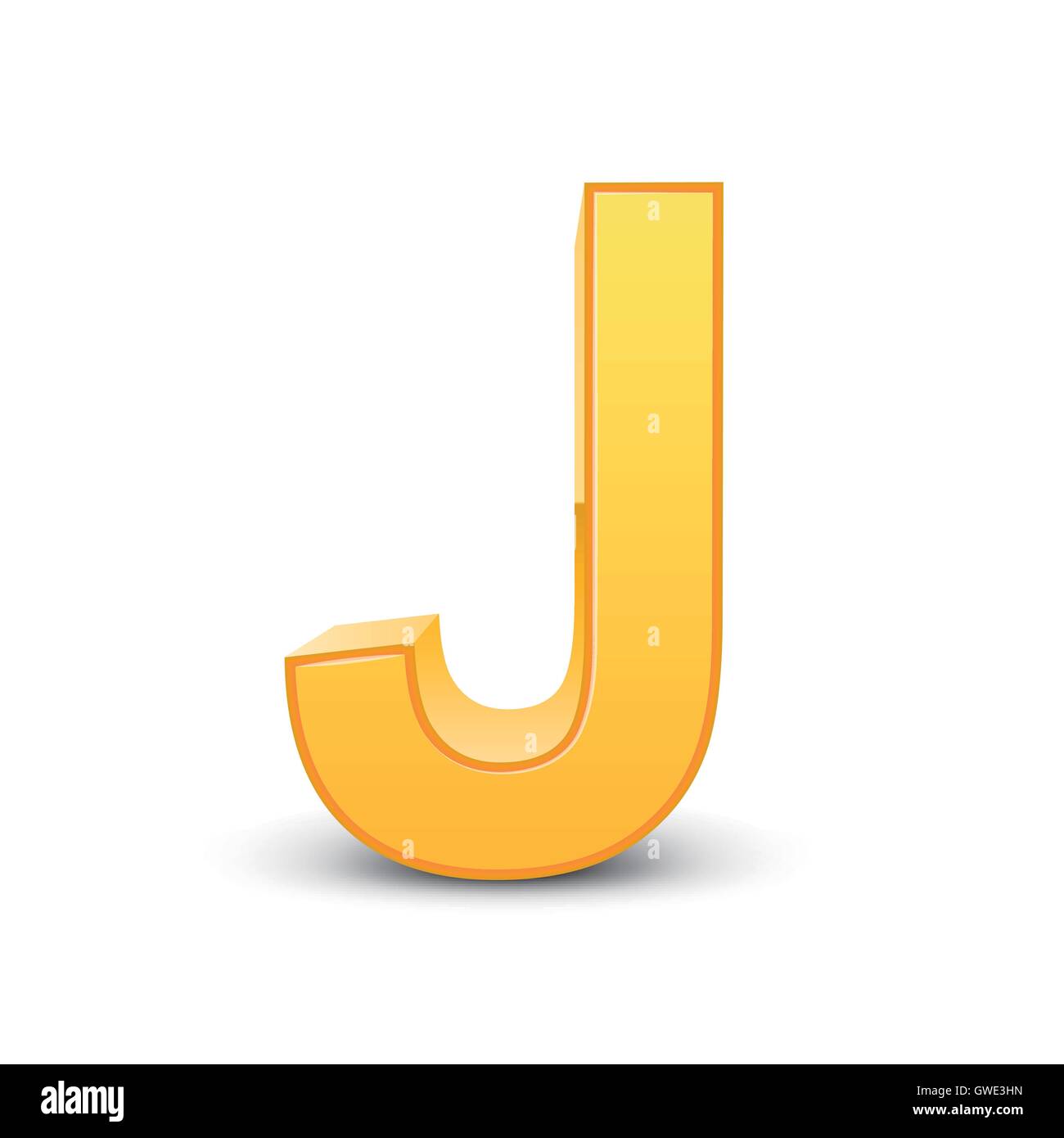 3D image yellow letter J isolated on white background Stock Vector ...