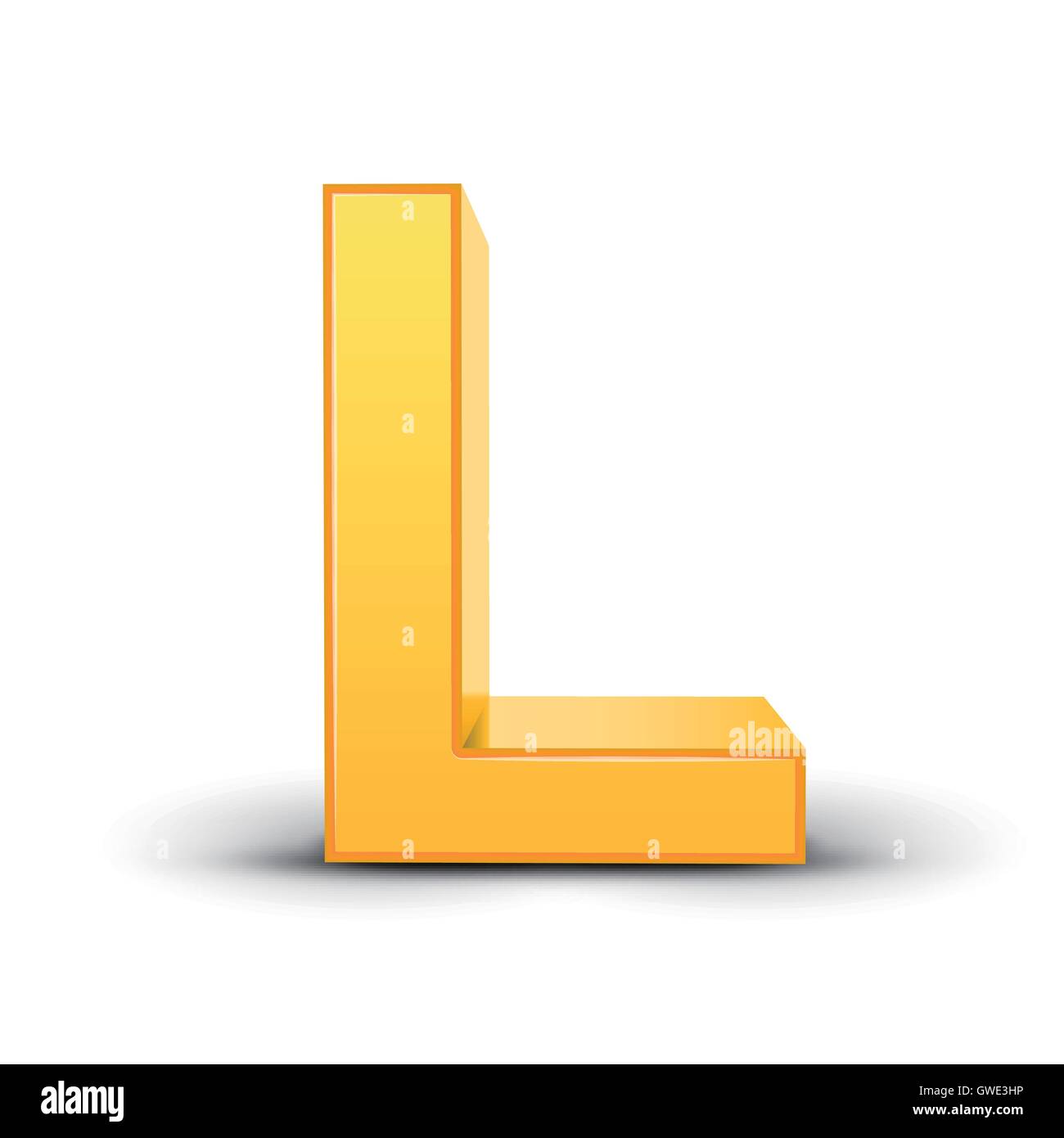 3D image yellow letter L isolated on white background Stock Vector ...