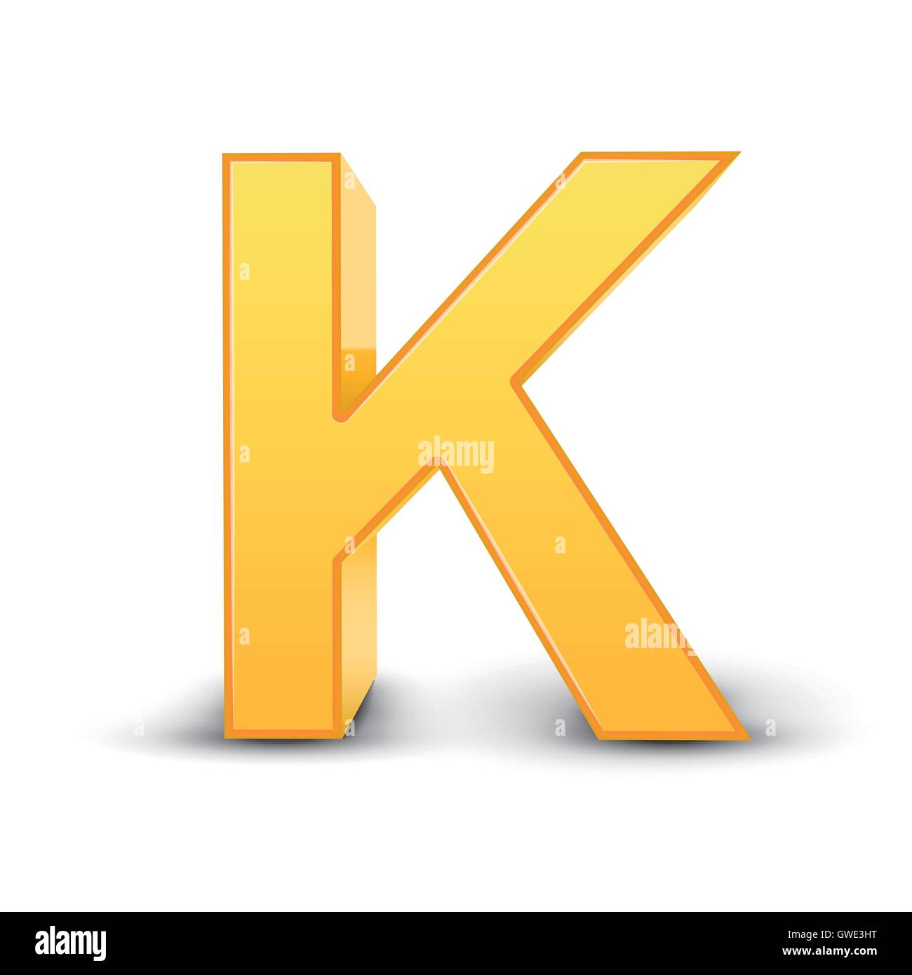 3D image yellow letter K isolated on white background Stock Vector ...