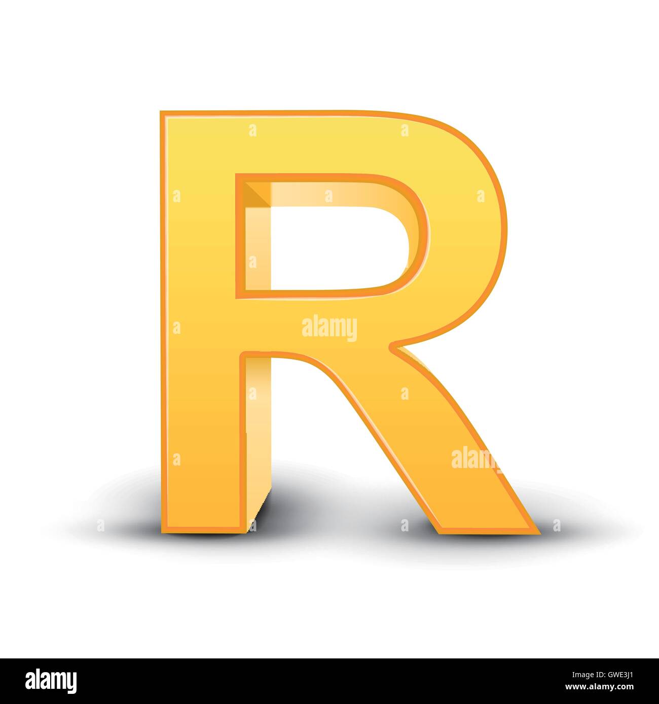 3D image yellow letter R isolated on white background Stock Vector ...