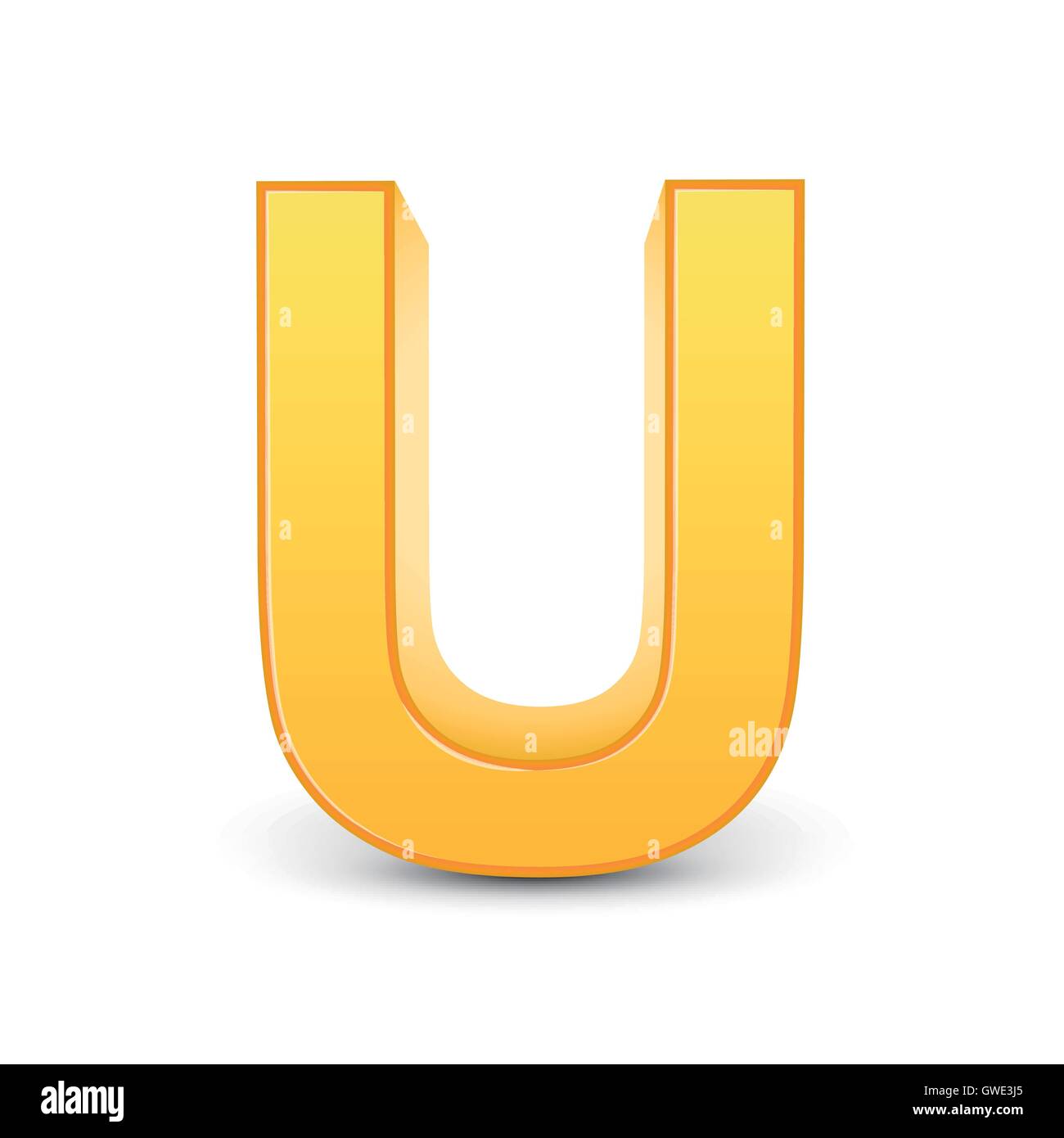 3D image yellow letter U isolated on white background Stock Vector ...