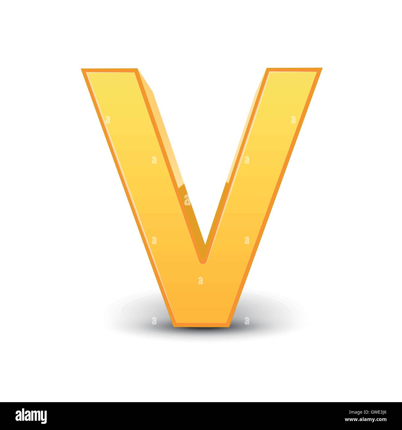 3D image yellow letter V isolated on white background Stock Vector ...