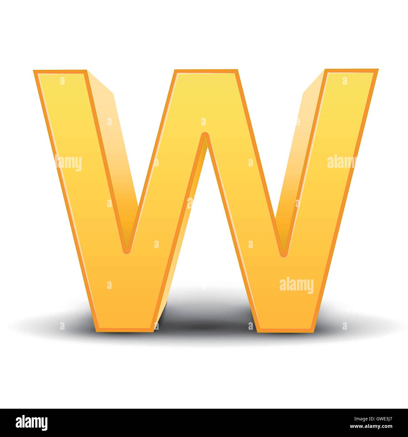 3D image yellow letter W isolated on white background Stock Vector ...