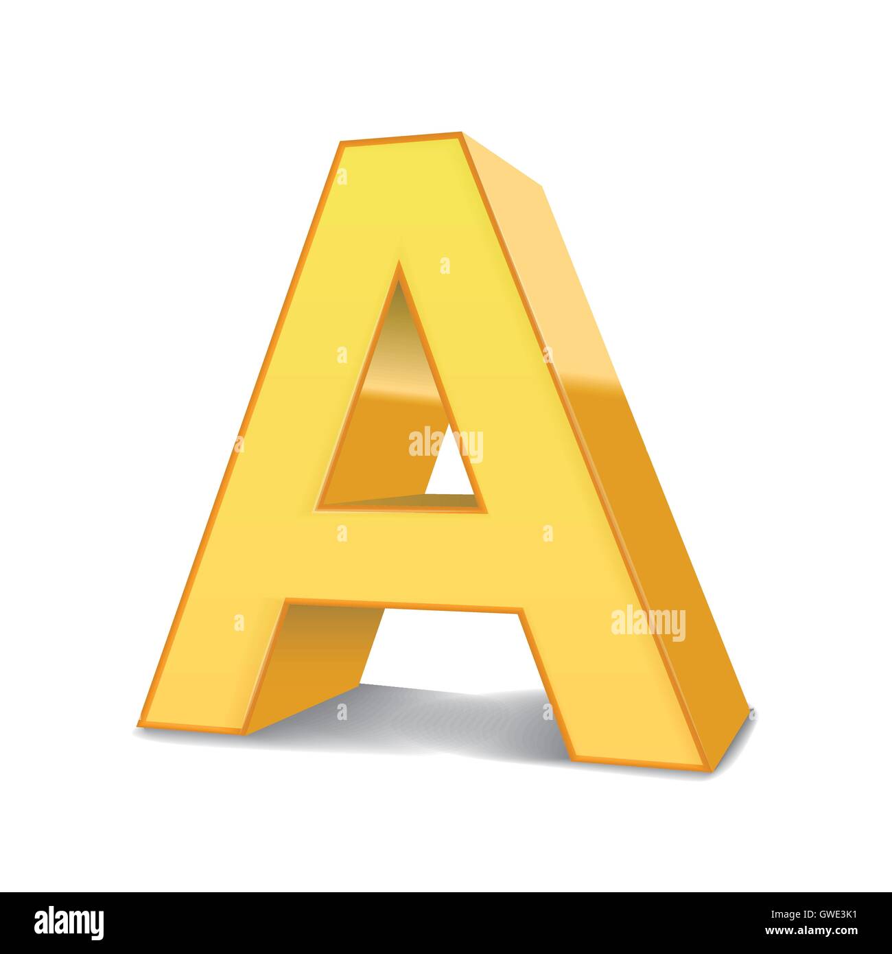 3D image yellow letter A isolated on white background Stock Vector ...
